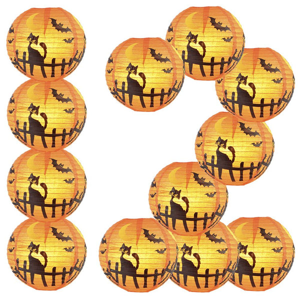 12 PACK|14 Inch Black Cat Halloween Paper Lantern - PaperLanternStore ...