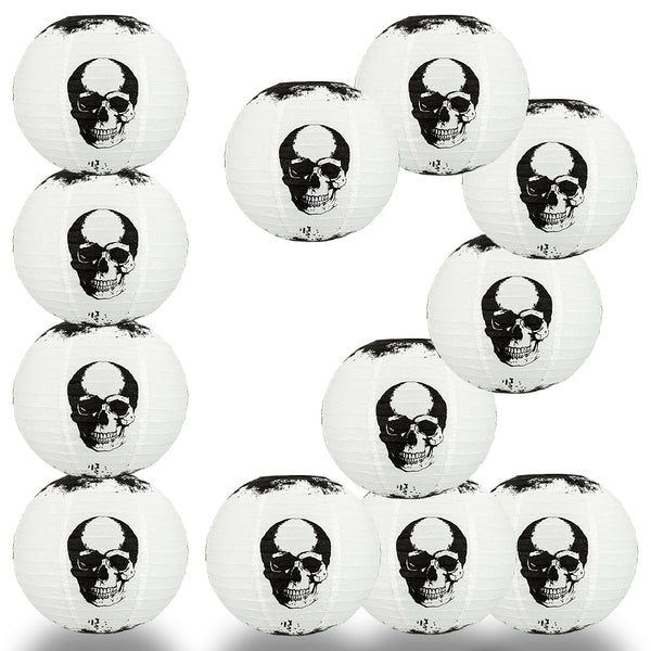 12 PACK | 14 Inch Halloween Skull Skeleton Face Paper Lantern, Hanging ...