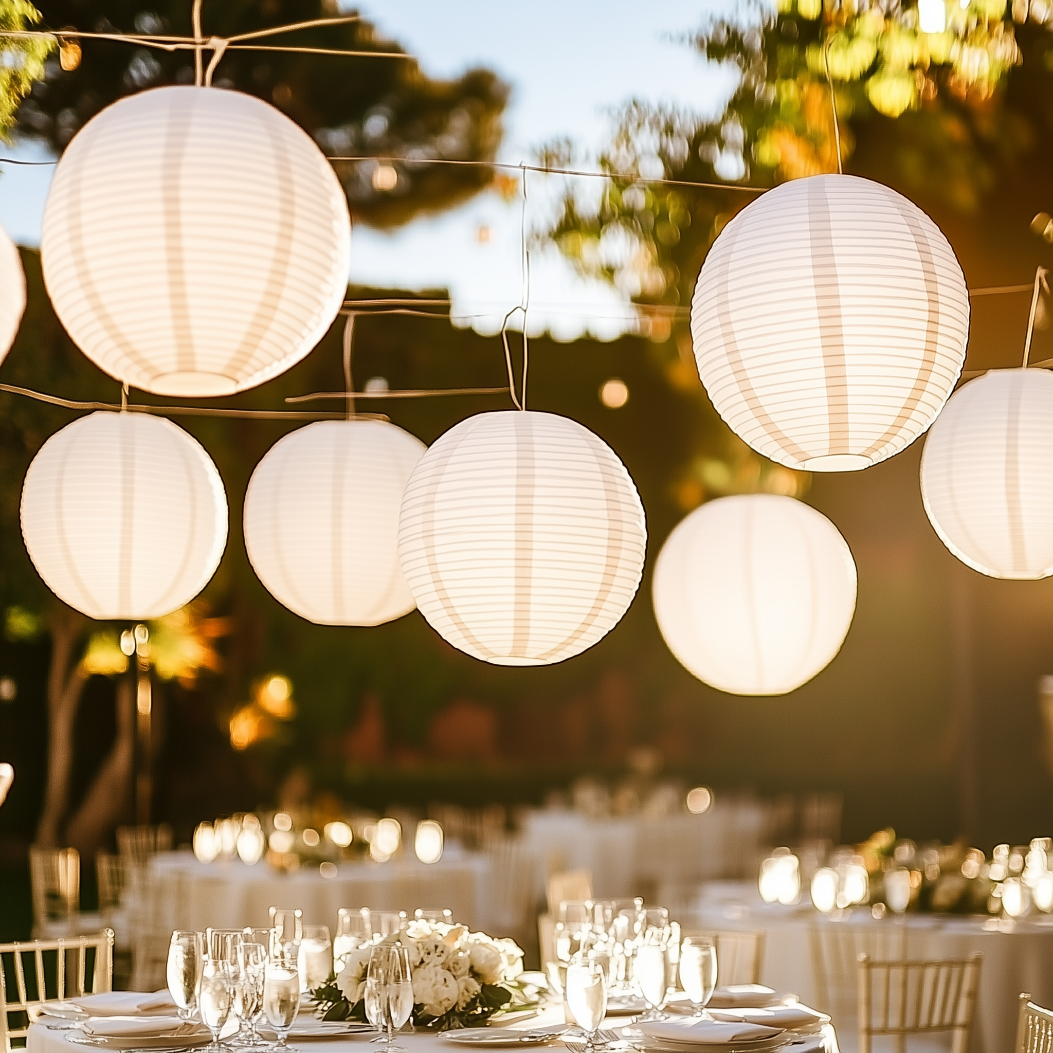 white string lights wedding