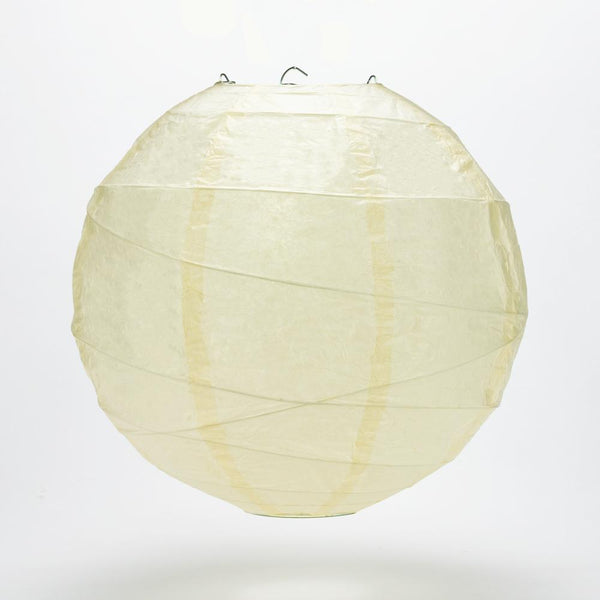 BULK PACK (5) 8" Ivory Round Paper Lantern, Crisscross Ribbing, Hanging ...