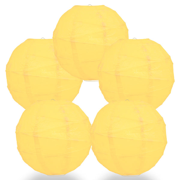 5 PACK | 12 Inch Lemon Yellow Crisscross Ribbing, Hanging Paper Lantern ...