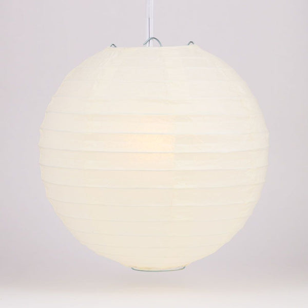 36 Inch Beige / Ivory Jumbo Round Paper Lantern, Even Ribbing, Hanging ...