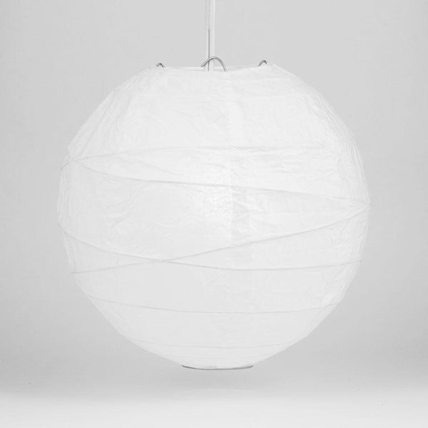 BULK PACK (50) 10" White Round Paper Lantern, Crisscross Ribbing ...