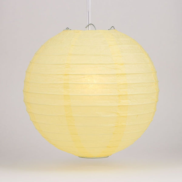 36 Inch Lemon Yellow Chiffon Jumbo Round Paper Lantern, Even Ribbing ...