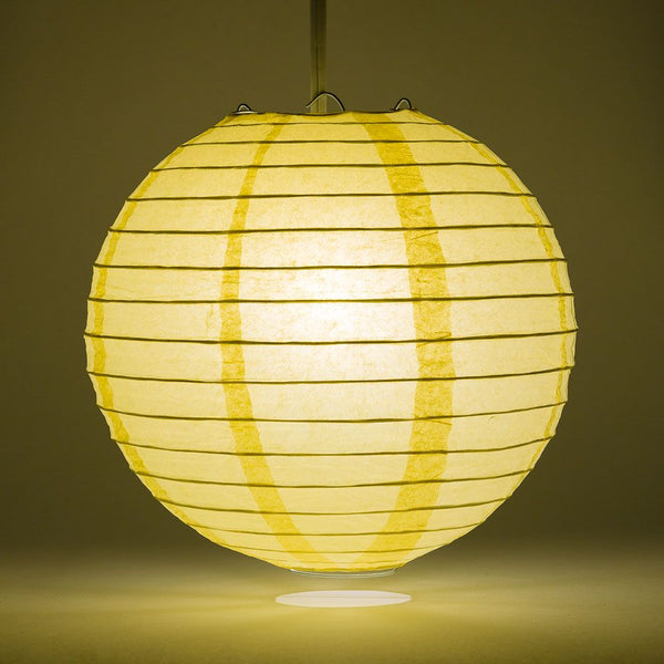 36 Inch Lemon Yellow Chiffon Jumbo Round Paper Lantern, Even Ribbing ...