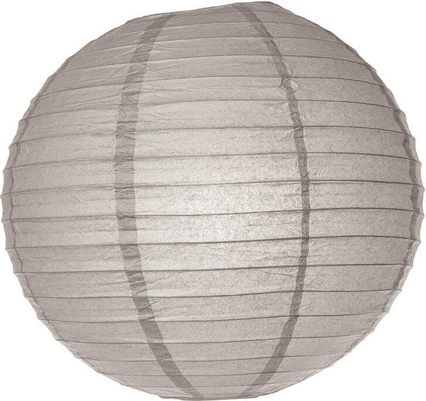 BULK PACK (12) 20" Gray / Grey Round Paper Lantern, Even Ribbing ...