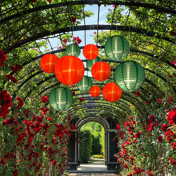 Red and Green Holiday Party Pack Even Ribbing Nylon Lantern Combo Set ...