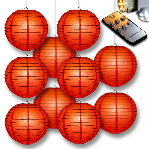 MoonBright Red Paper Lantern Remote Controlled LED Lights (10-PACK ...