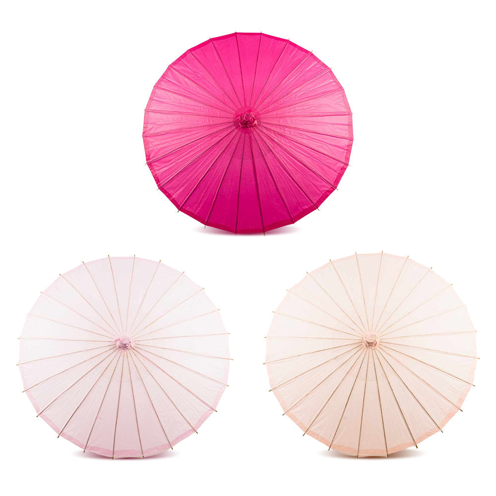 Pretty-in-Pink Variety Set of 3 Paper Parasols for Weddings, Baby Show ...