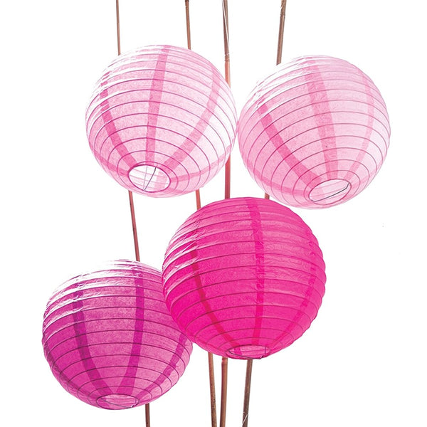 12-Pack of 8 Inch Multicolor Pink Even Ribbing Paper Lanterns Party Pa ...