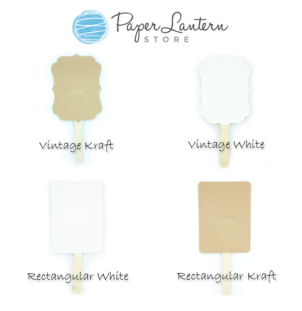 BLOWOUT Blank Glossy White Rectangle Paddle Fans for DIY Wedding Invit ...