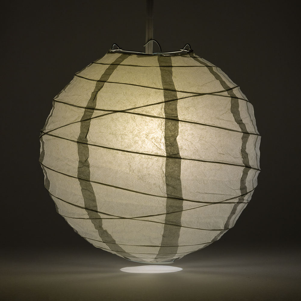 14 Inch Silver Round Paper Lantern, Crisscross Ribbing, Hanging ...