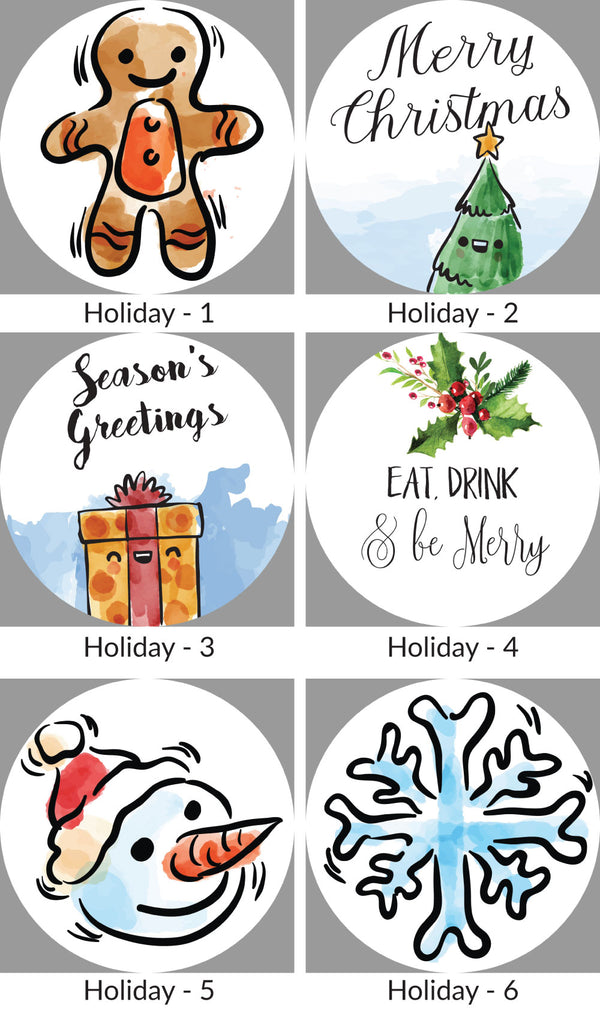 2.5 Inch Circle Holiday and Christmas Present Stickers Tags and ...