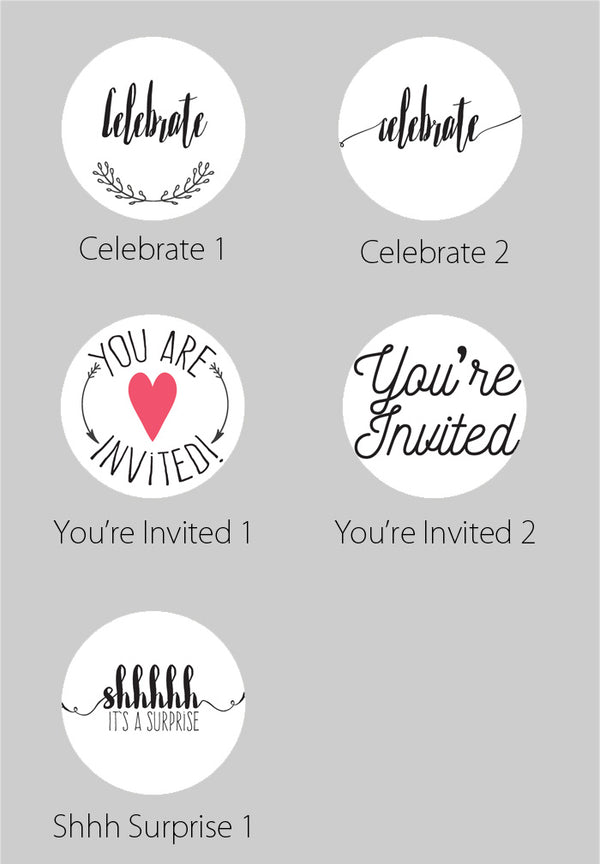 1.5 Inch Invitation Themed Circle Label Stickers for Party Favors ...