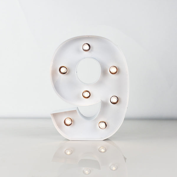 Marquee Light Number '9' LED Metal Sign (8 Inch, Battery Operated) on ...