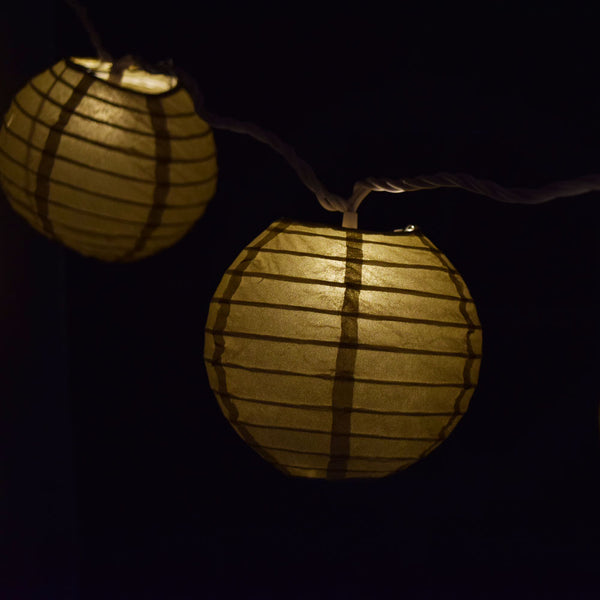 10 Socket Gold Round Paper Lantern Party String Lights (4 Inch Lanterns ...