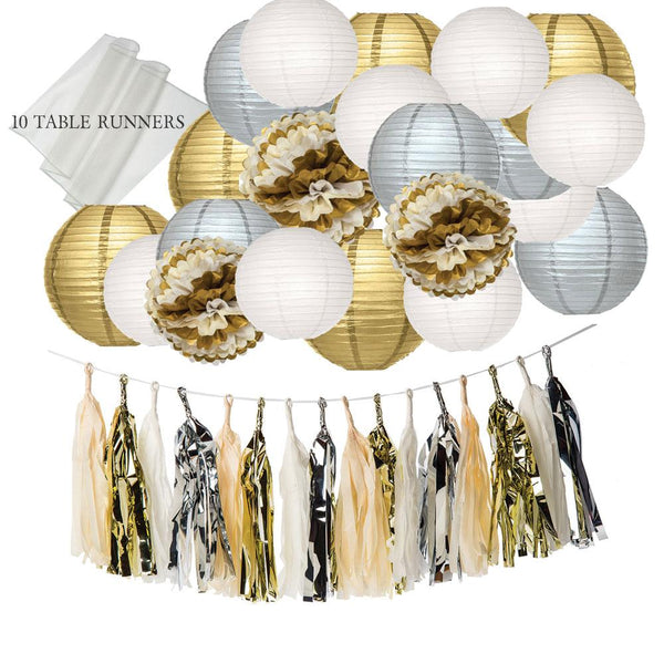 Bling Party Decoration Kit - Includes Garland, Table Runners, Paper ...