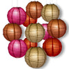 Red Color Party Pack Crisscross Ribbed Paper Lantern Combo Set (12 pc ...