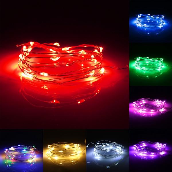 20 RGB Multi-Color LED Micro Fairy Wire String Lights (6ft, Battery ...