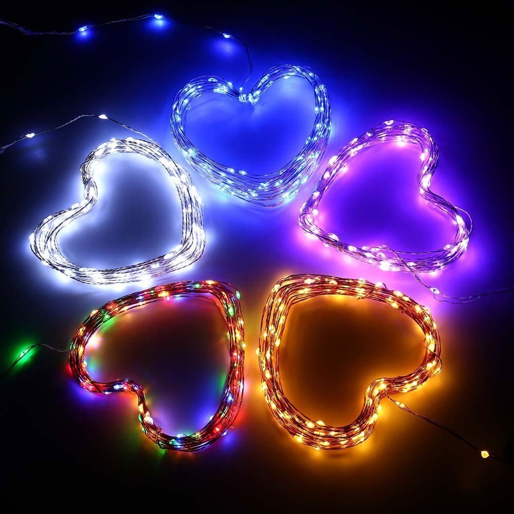 20 RGB Multi-Color LED Micro Fairy Wire String Lights (6ft, Battery ...