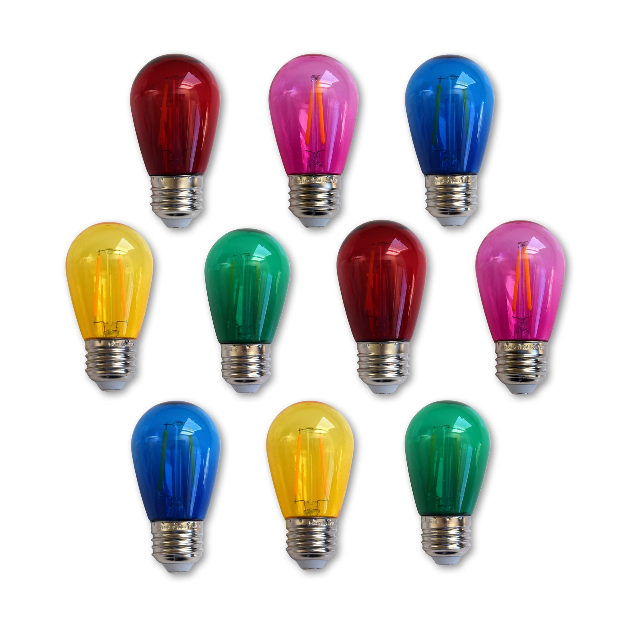 10-PACK Multi-Color LED Filament S14 Shatterproof Energy Saving Color ...
