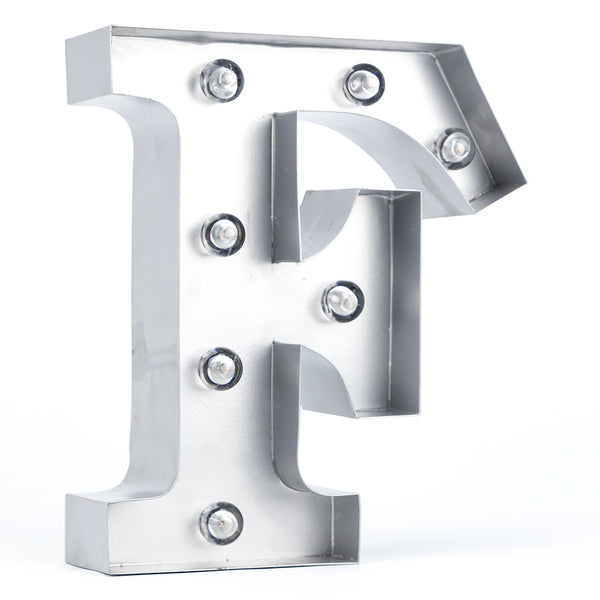 Silver Marquee Light Letter 'F' LED Metal Sign (8 Inch, Battery ...