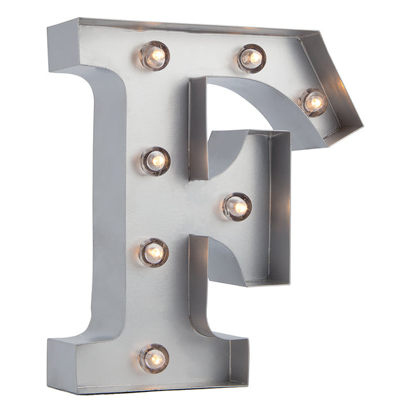 Silver Marquee Light Letter 'F' LED Metal Sign (8 Inch, Battery ...