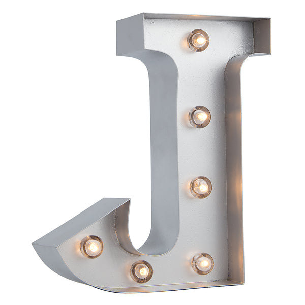 Silver Marquee Light Letter 'J' LED Metal Sign (8 Inch, Battery ...