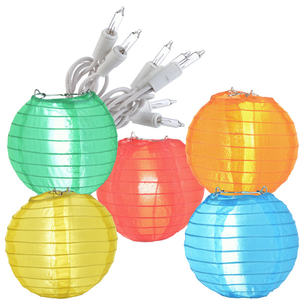 4 Inch Multi-Color Round Nylon Lanterns, Even Ribbing, Hanging (10-PACK ...