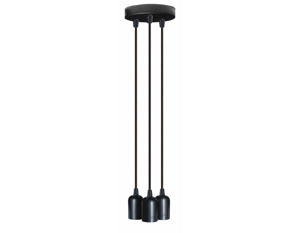 Triple Socket Metal Black Hardwire Cord Kit Ceiling Pendant Light ...
